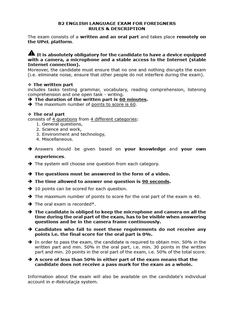 English Exam Rules and Description 27.05.2024 | PDF | Learning | Human ...