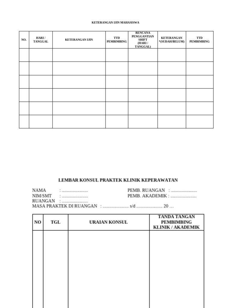 Contoh Absen Mahasiswa Magang | PDF
