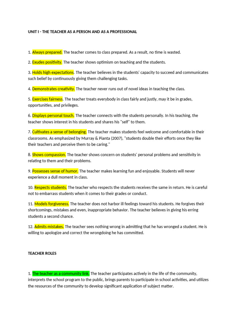 TTP-UNIT-1 | PDF | Teachers | Learning