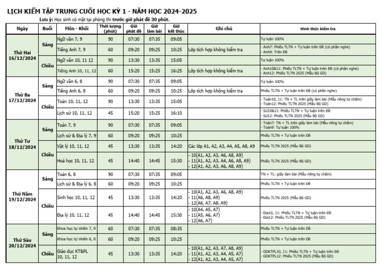 Lich KTra CK1 NH24 25 Final | PDF