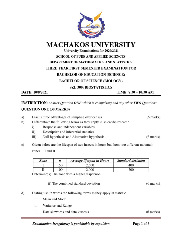 SZL 300 Biostatistics | PDF | Statistics | Statistical Inference