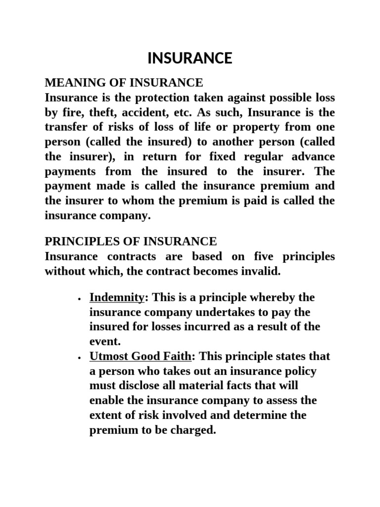 Year 8 Business Studies Second Term Class Note For Week 2 Insurance ...