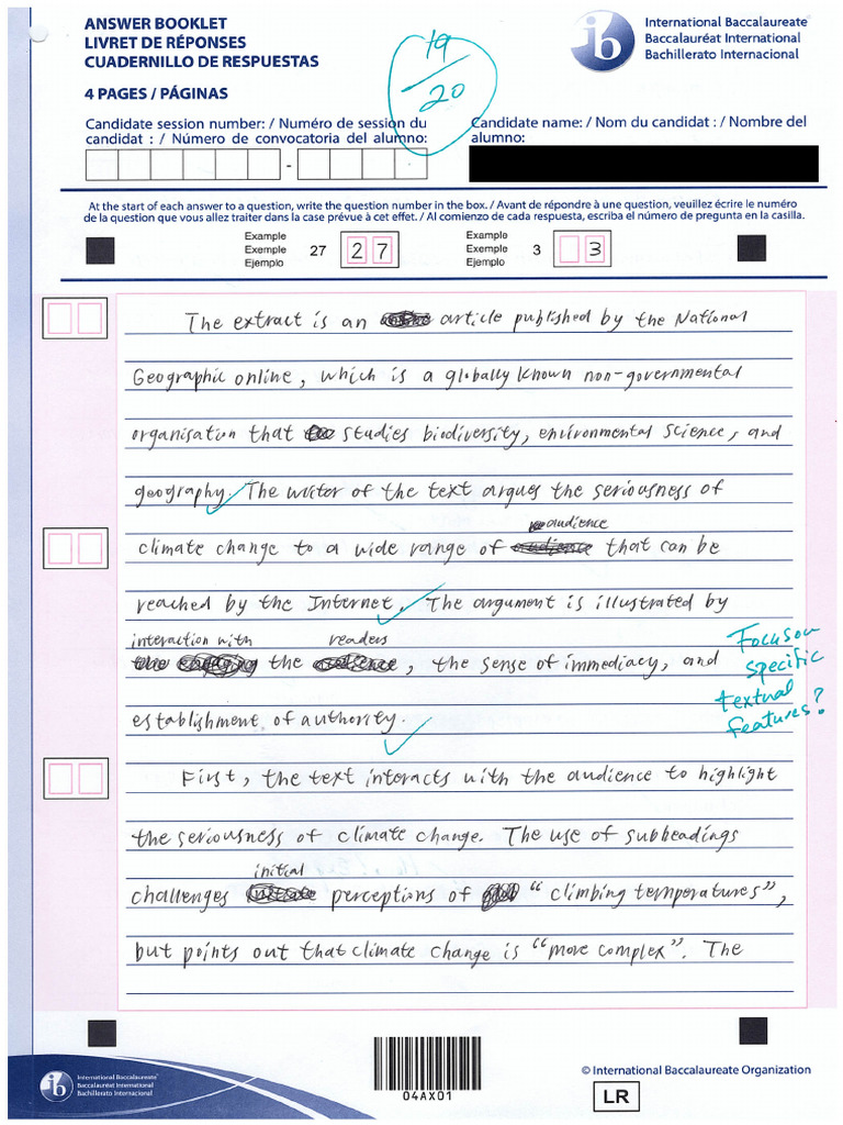 IB Eng Lang Lit SL P1 M22 TZ1 Exemplar | PDF