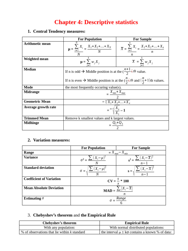 Descriptive Statistics Guide | PDF | Probability Distribution | Normal ...
