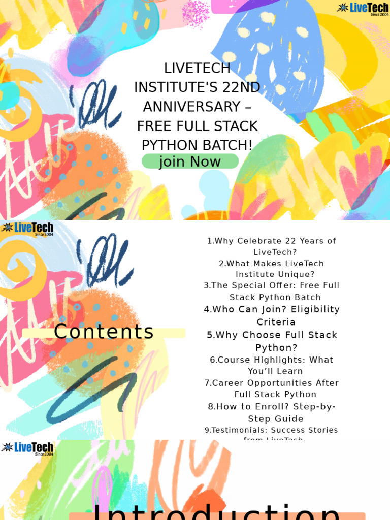 LiveTech Institute's 22nd Anniversary - Free Full Stack Python Batch! | PDF | Computing ...