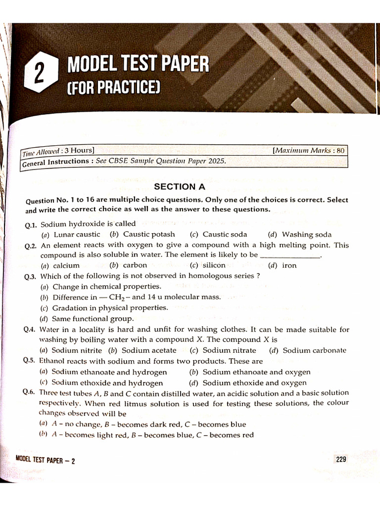10th Science Model Test Paper - 2 | PDF