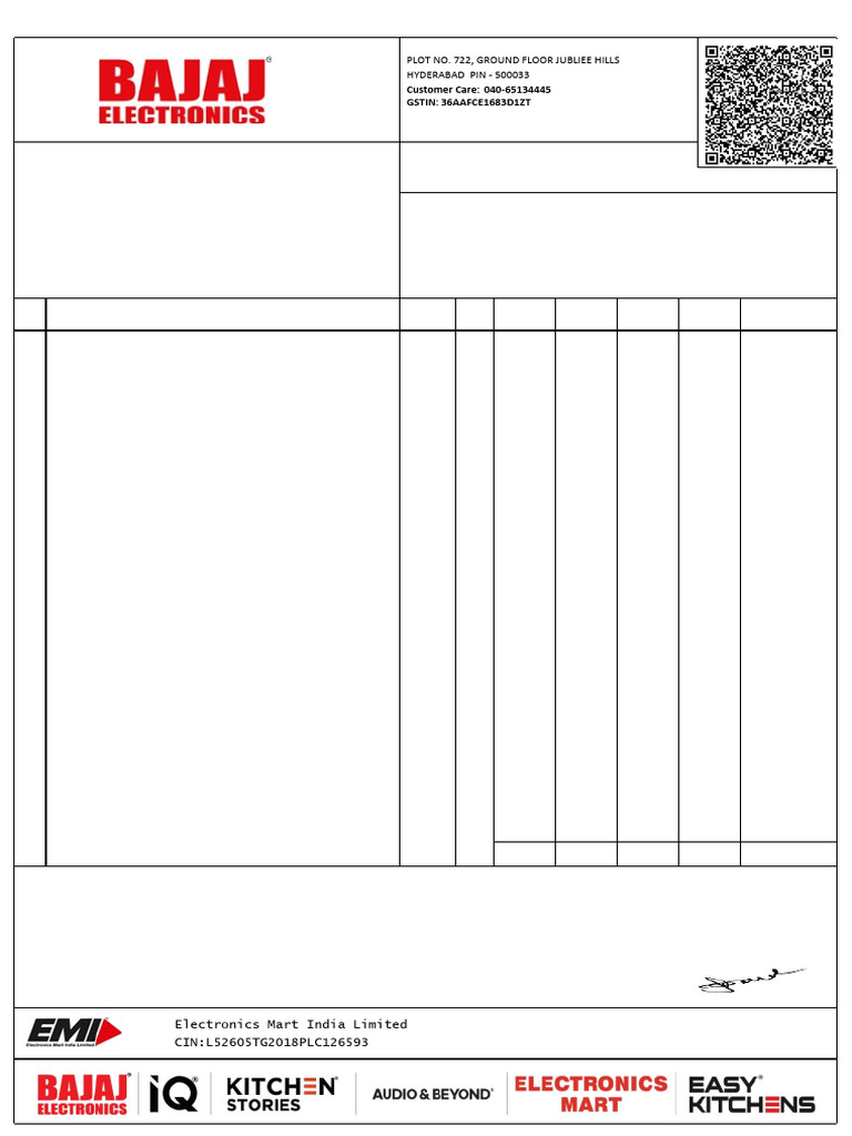 Bajaj AC Bill SalesBill-16-1212-24-S-17522 | PDF | Payments | Taxes