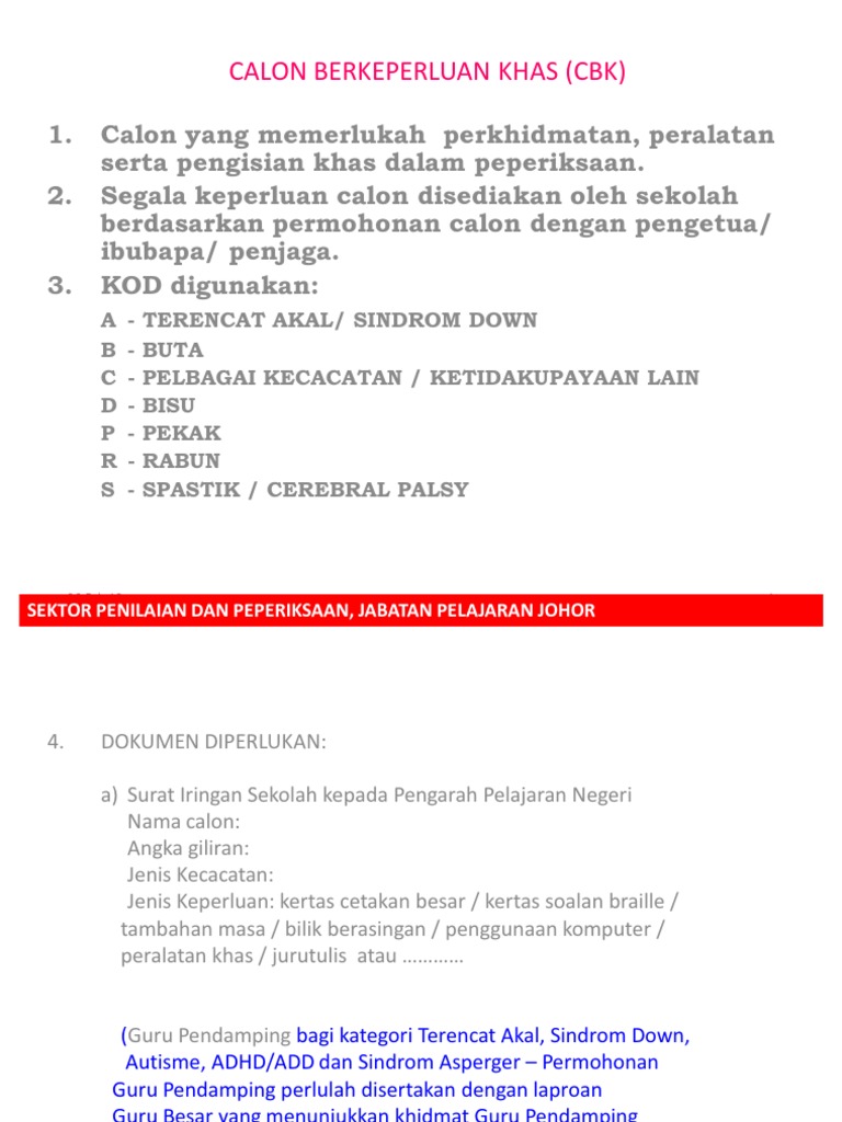 Calon Berkeperluan Khas (CBK) | PDF