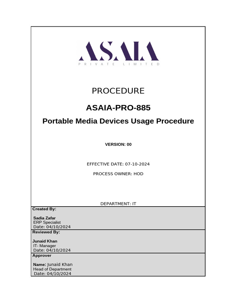ASAIA-PRO-885 Portable Media Devices Usage Procedure | PDF | Usb ...