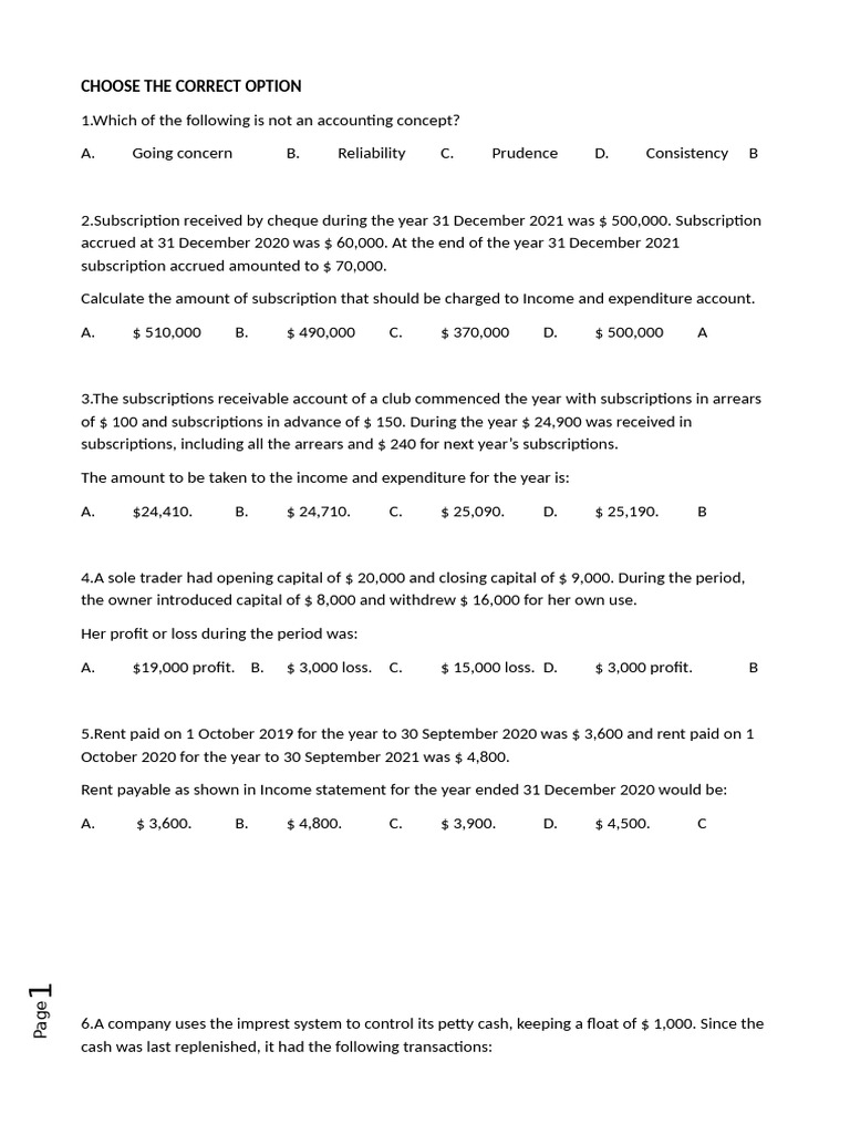 IGCSE --MCQ'S --------------- | PDF | Debits And Credits | Expense