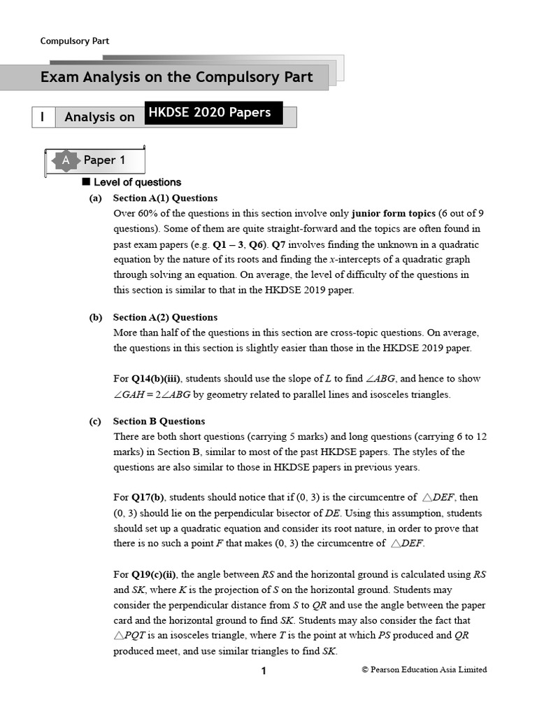HKDSE 2020 Exam Analysis Summary | PDF | Trigonometric Functions ...