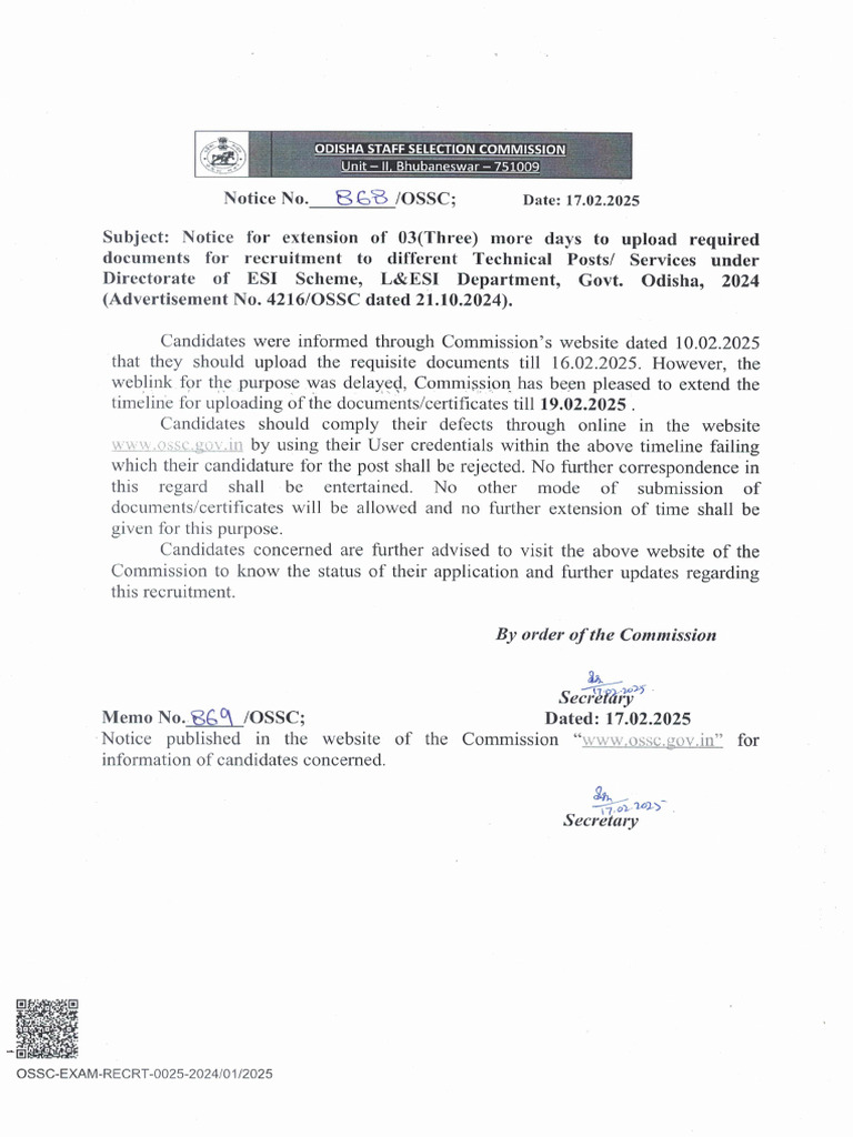 Date Extension Notice | PDF