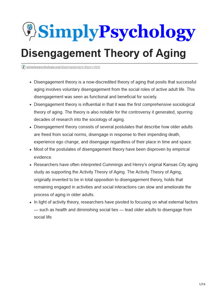 Disengagement Theory of Aging Explained | PDF | Ageing | Gerontology