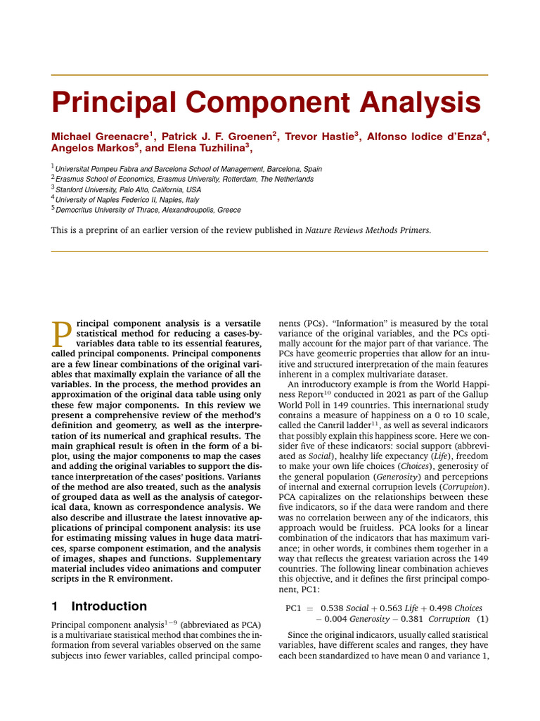 PCA_review_reset | PDF | Principal Component Analysis | Eigenvalues And ...