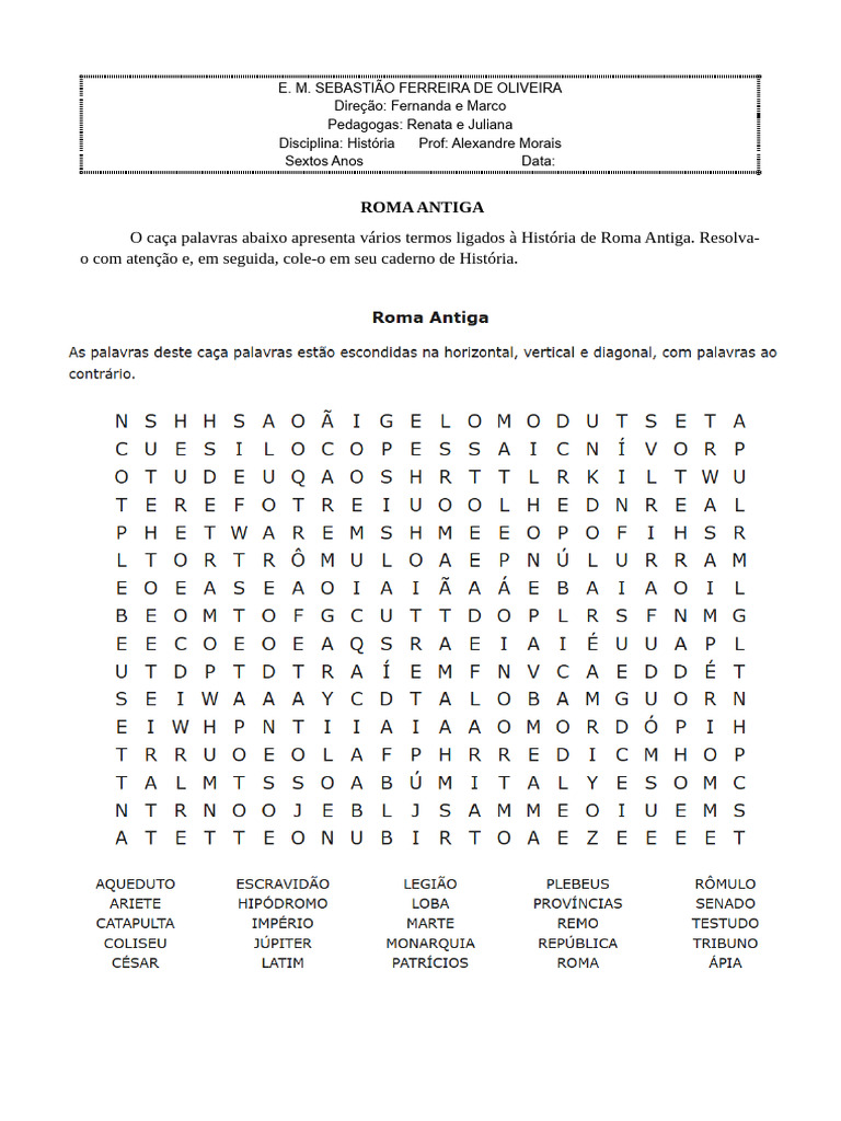 Roma Antiga Caça Palavras 1.1 | PDF