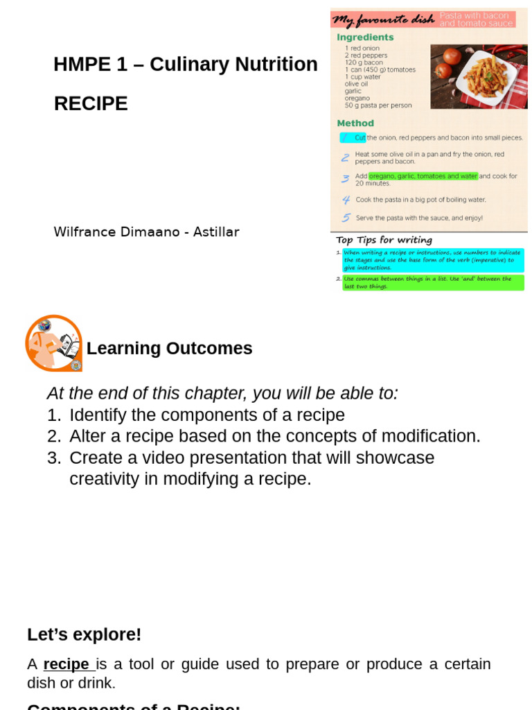 Chapter 6 Recipe | PDF