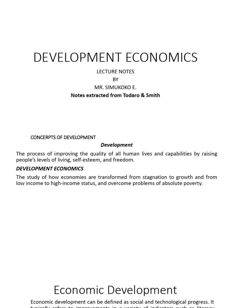 Development - Economics Lecture Notes | PDF | Economic Growth | Labour ...
