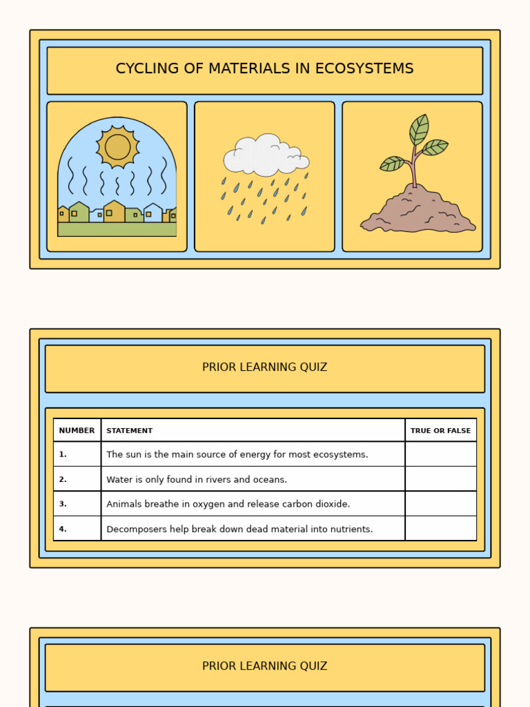 Material Cycling Lesson | PDF | Ecosystem | Plants