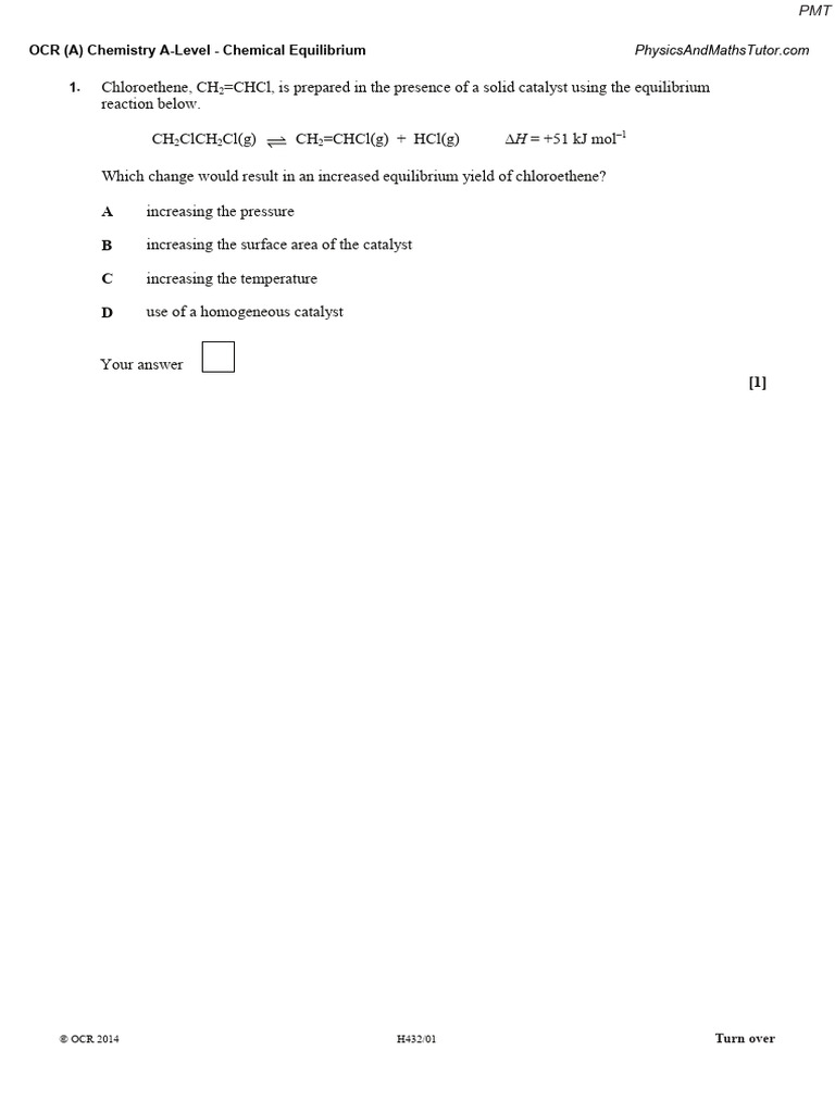 Chemical Equilibrium QP | PDF | Chemical Equilibrium | Chemical Reactions