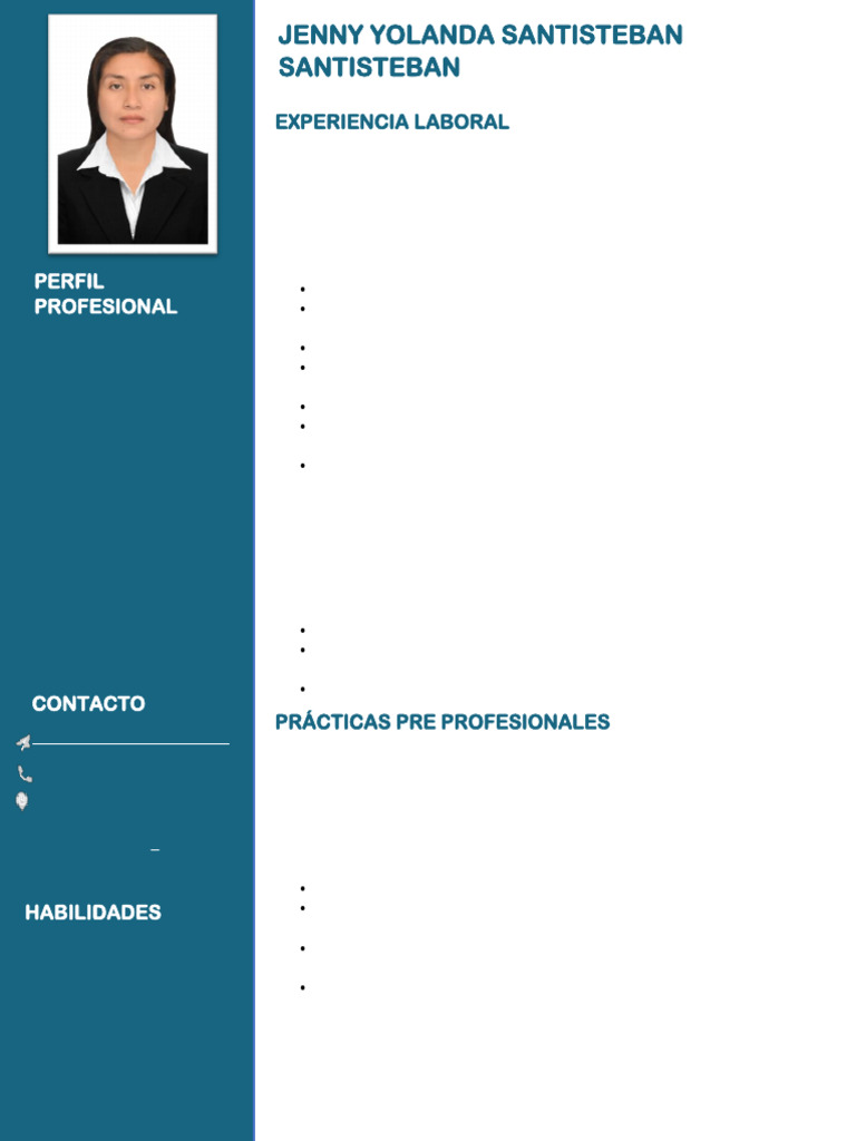 CV Jenny Yolanda Santisteban Santisteban.2 | PDF | Química