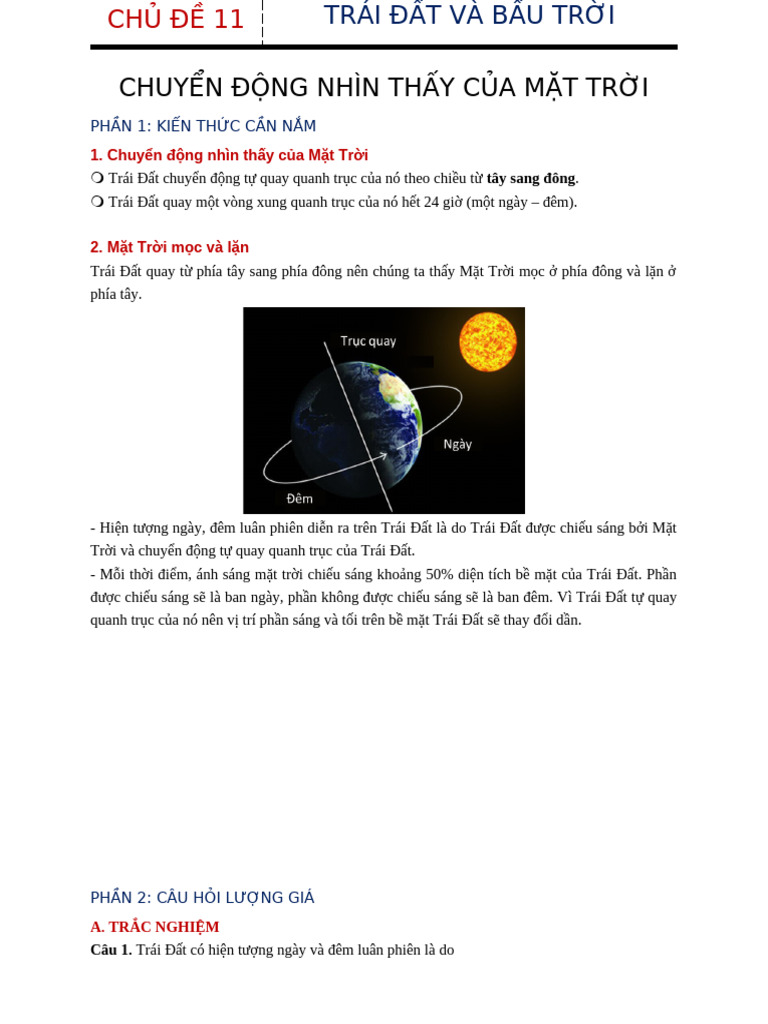 CHỦ ĐỀ 11 bt tRAI DAT MTROI | PDF