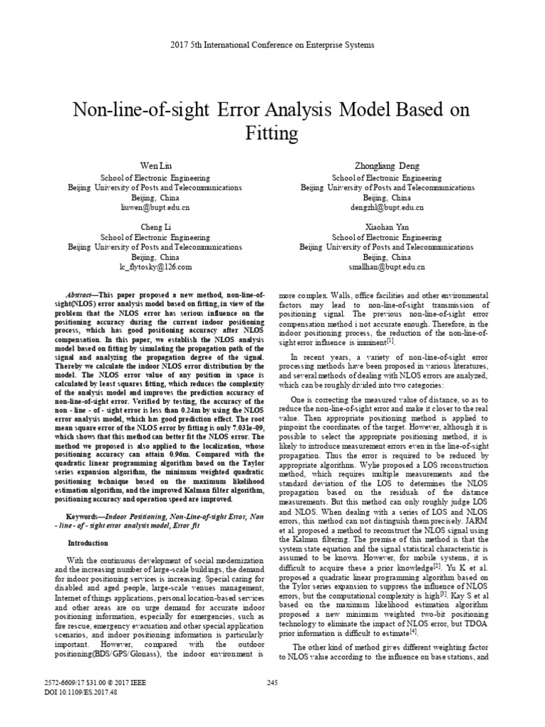 Non-Line-of-Sight Error Analysis Model Based On Fitting | PDF | Waves | Radio Propagation