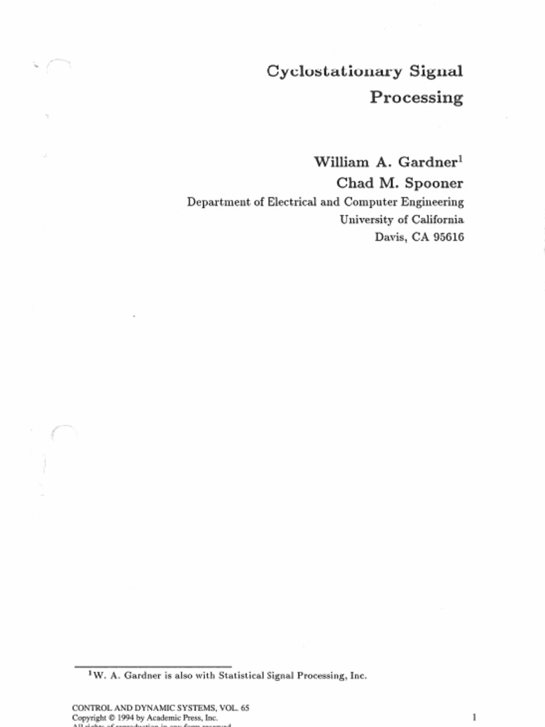 Cyclostationary Signal Processing | PDF