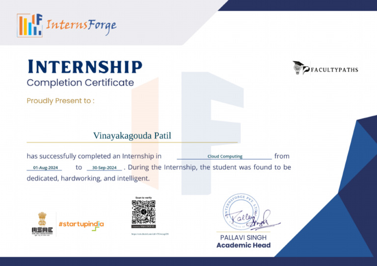 Internship Completion Certificate-InternsForge | PDF