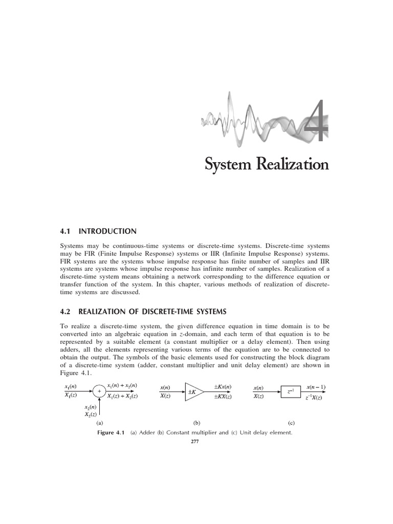 Chapter 4 - System Realization | PDF | Discrete Time And Continuous Time | Algorithms