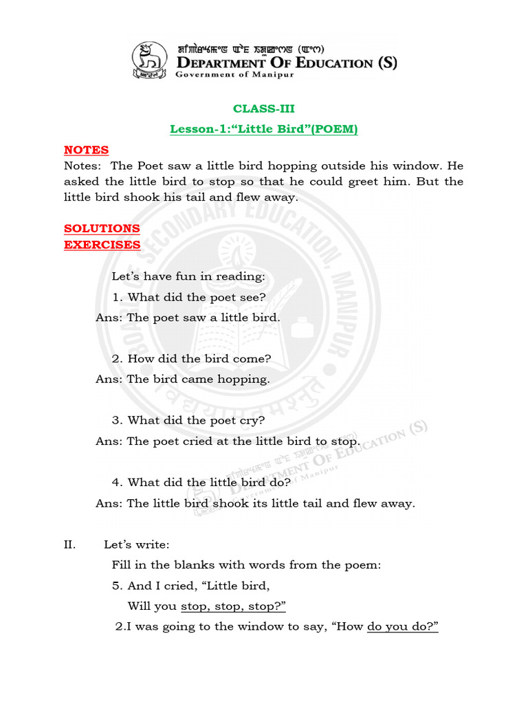 Class Iii Eng L1 | PDF