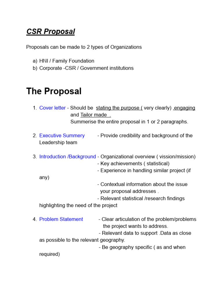 CSR Proposal Writing Session 24th October 2024 | PDF | Corporate Social ...