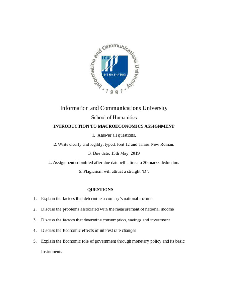 Macroeconomics Assignment Guide | PDF