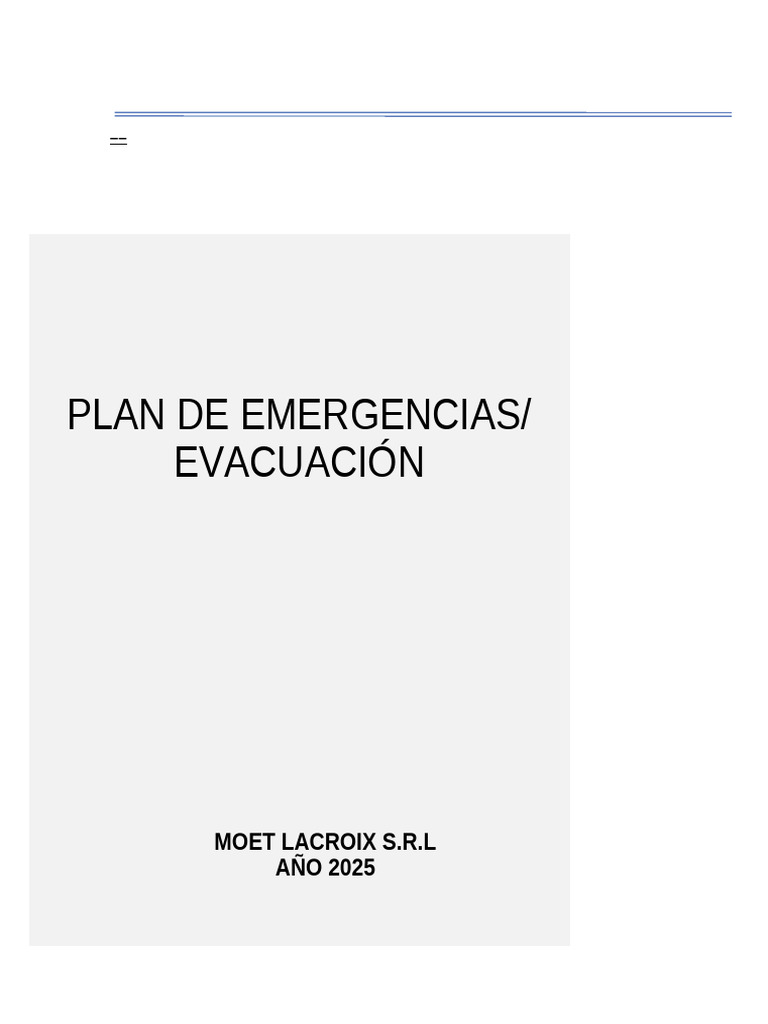 Moet Lacroix SRL - Plan General de Emergencia y Evacuación | PDF | Bombero | Ambulancia