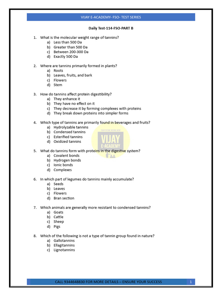 Daily Test 114 Fso Part b | PDF | Enzyme Inhibitor | Enzyme