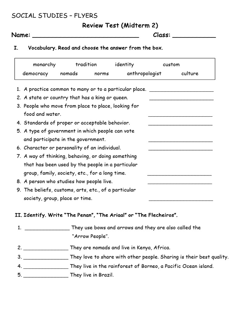Social Studies 5 Midterm 2 Handout Review | PDF