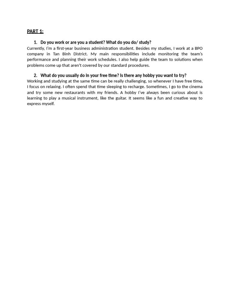 English Responses for Students | PDF