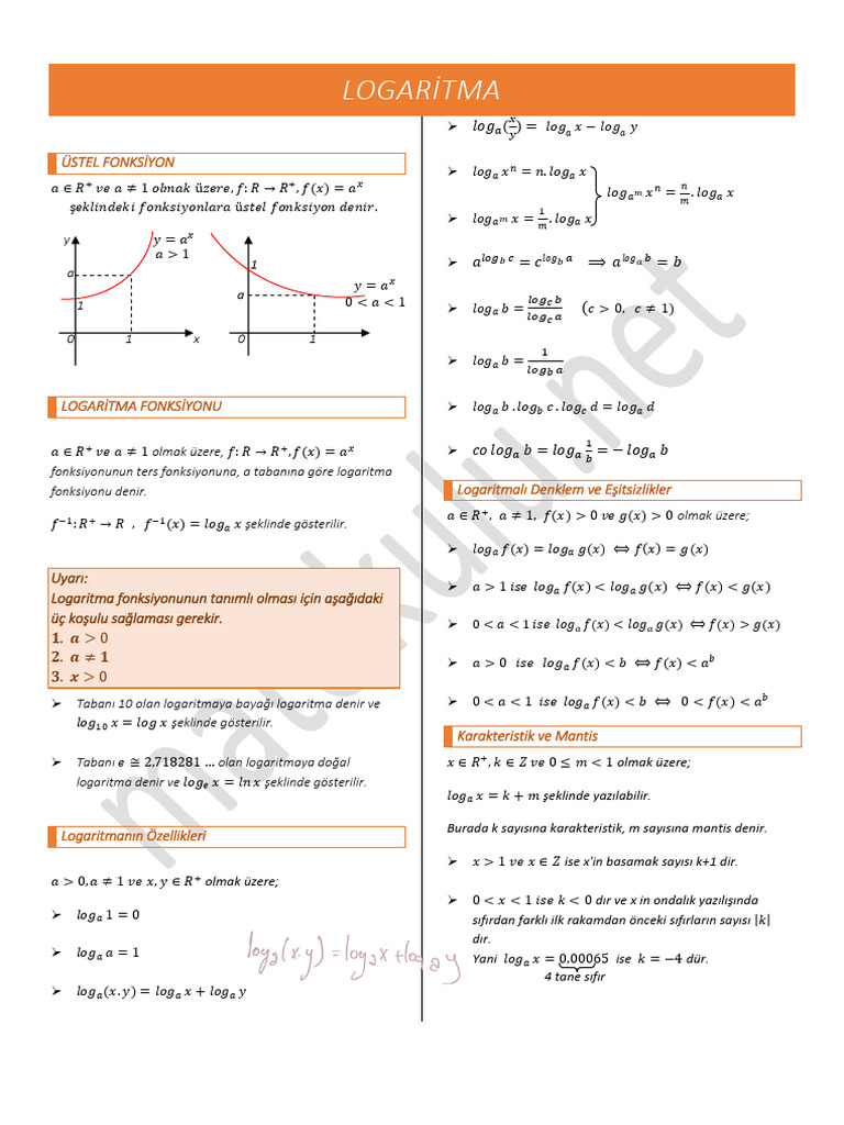 LOGARİTMA-FORMÜLLERİ | PDF