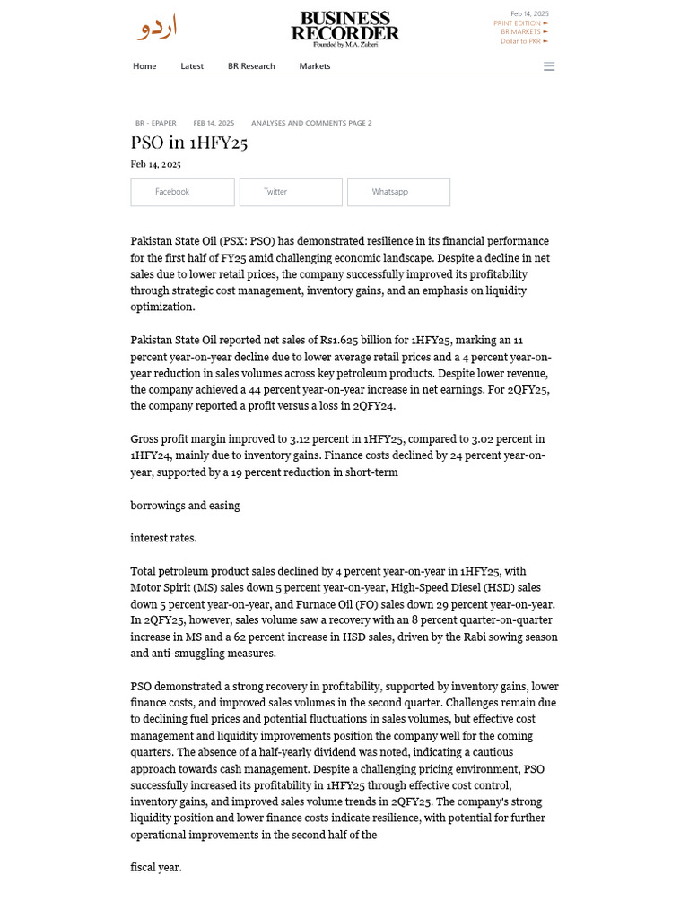 Business Recorder-B (Page 2) | PDF | Profit (Economics) | Economies