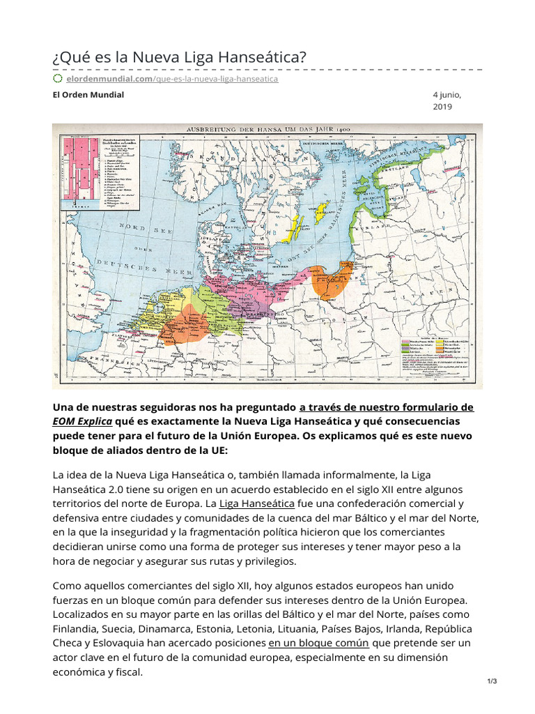 La Nueva Liga Hanseática en la UE | PDF | mar Báltico | Relaciones ...