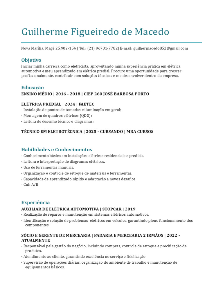 CV-Guilherme Figueiredo de Macedo | PDF
