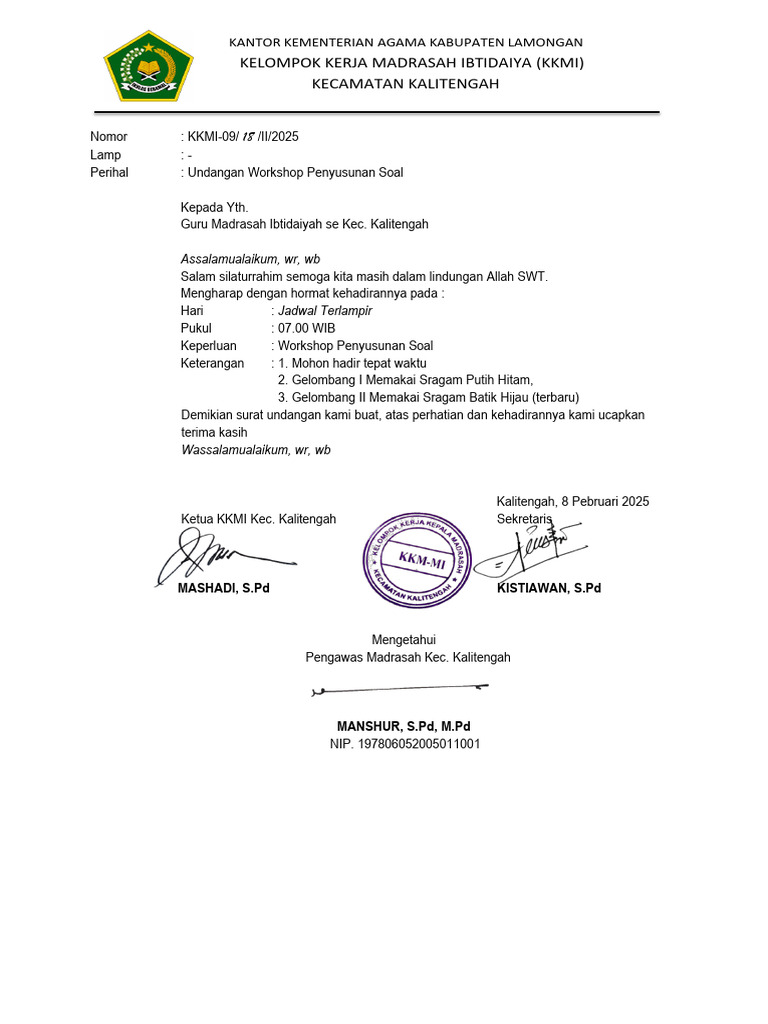 Undangan Workshop Penyusunan Soal | PDF