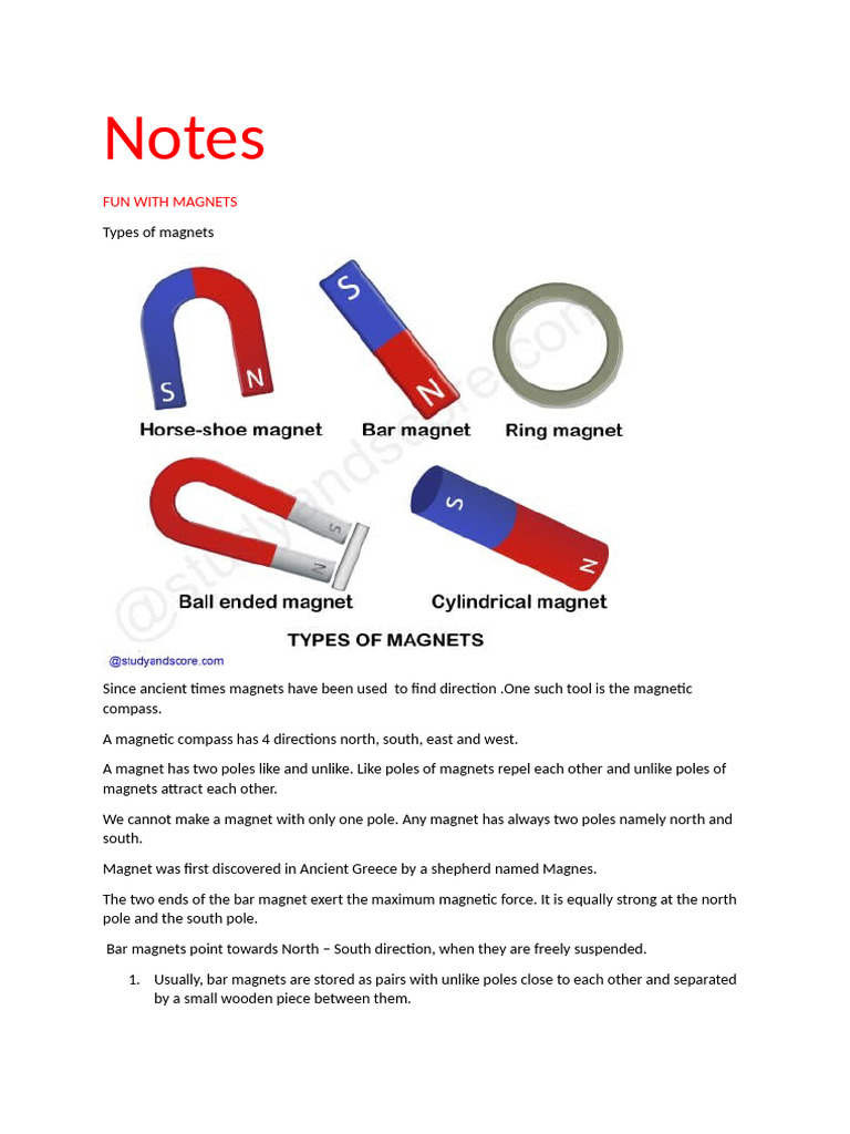 Fun With Magnets Class 6 Pdf