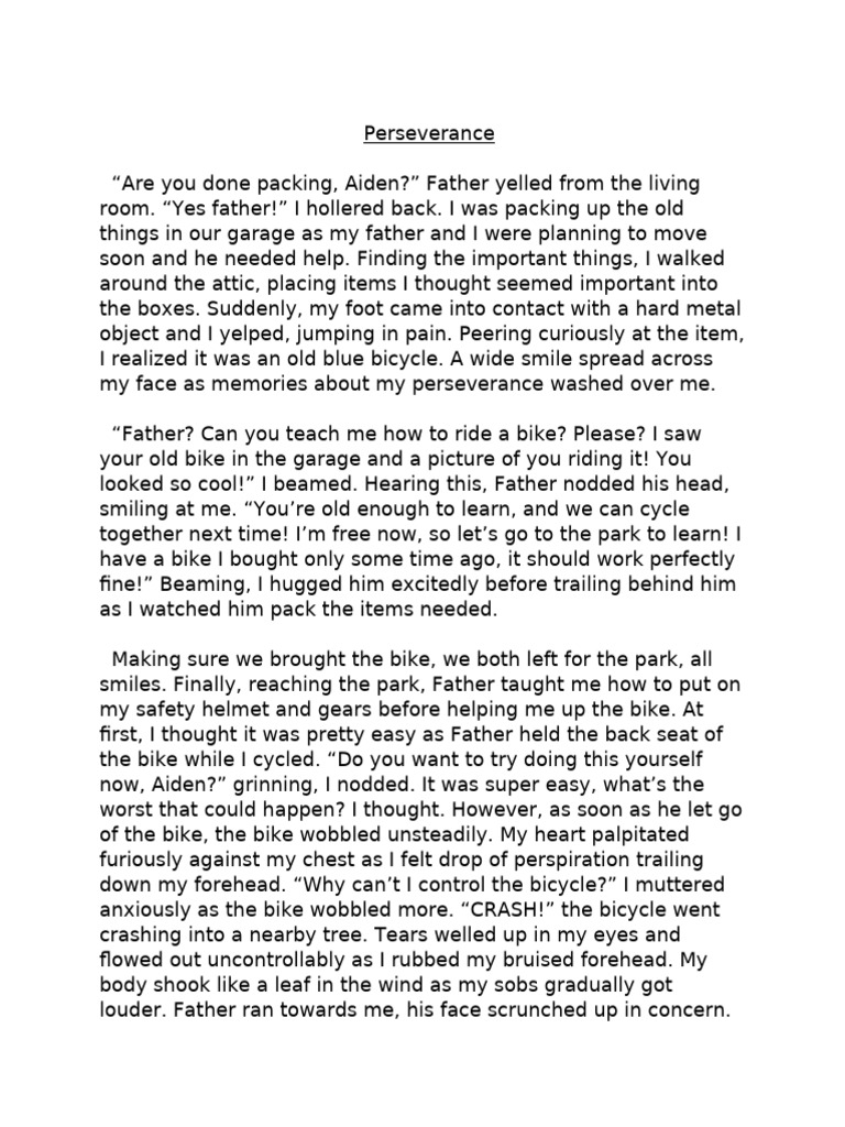 Perseverance: Aiden's Bike Journey | PDF
