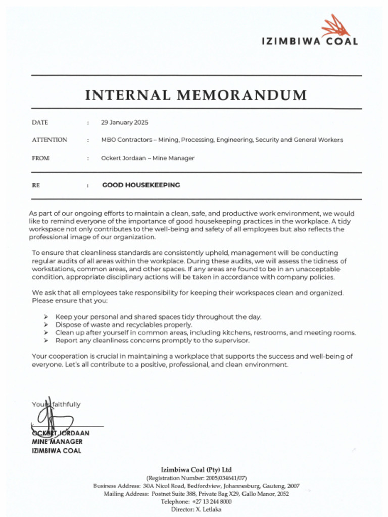 Memorandum Good Housekeeping | PDF