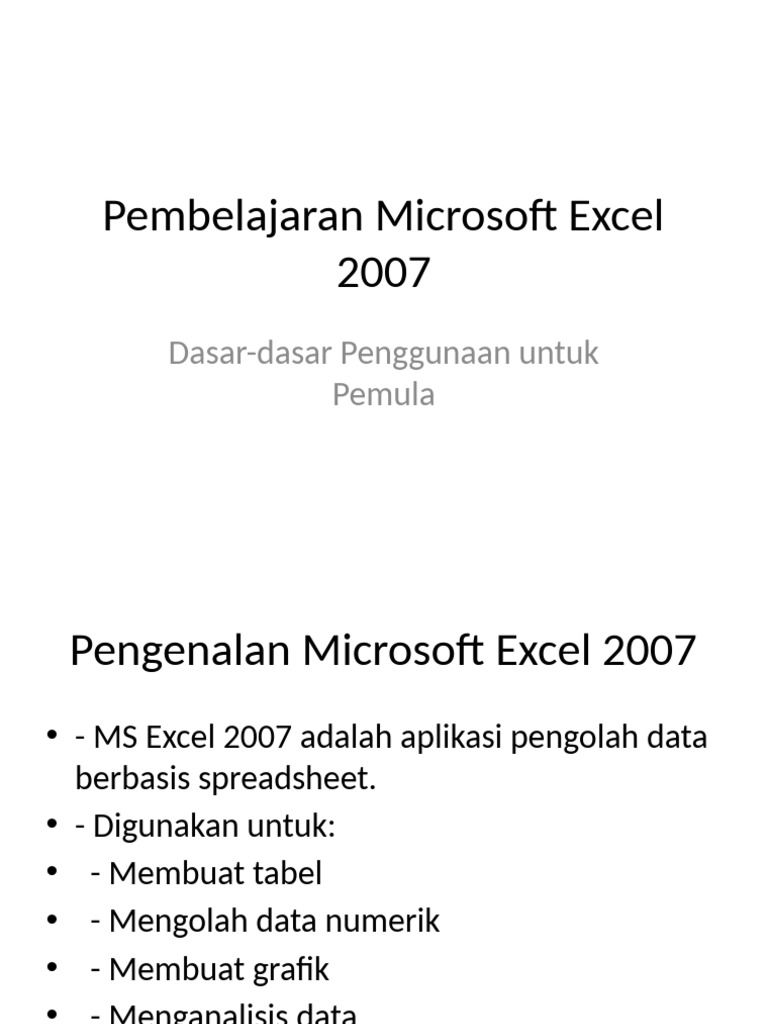 Pembelajaran MS Excel 2007 | PDF