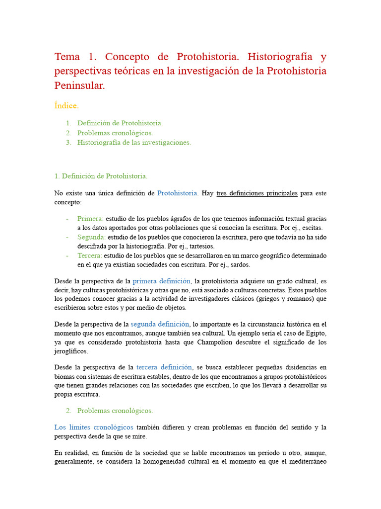 Definición y Historiografía de la Protohistoria | PDF | Arqueología ...