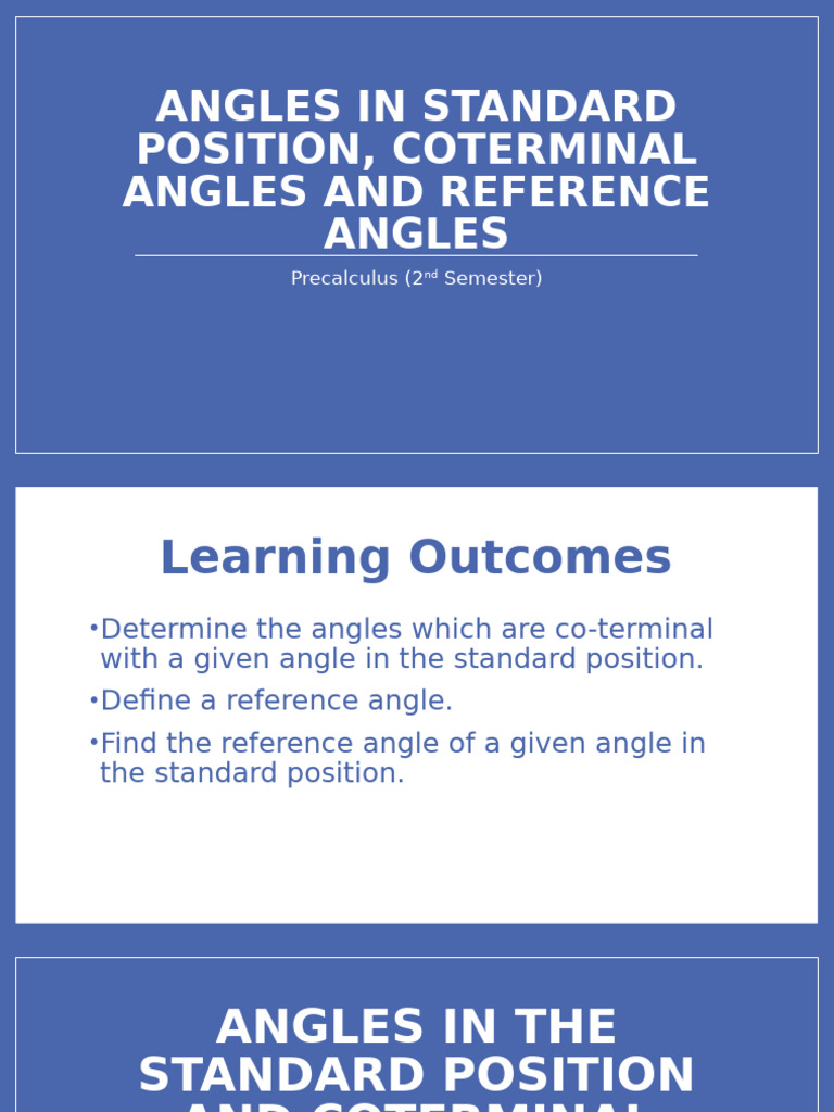 Angles-in-standard-Position | PDF | Angle | Cartesian Coordinate System