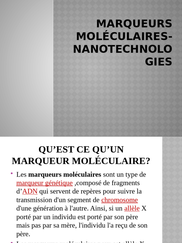Marqueurs Moléculaires et Applications | PDF | Réaction en chaîne par ...