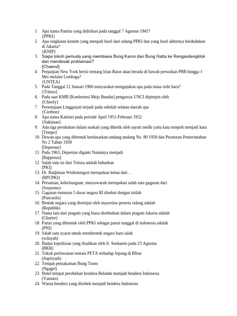Apa Nama Panitia Yang Didirikan Pada Tanggal 7 Agustus 1945 | PDF