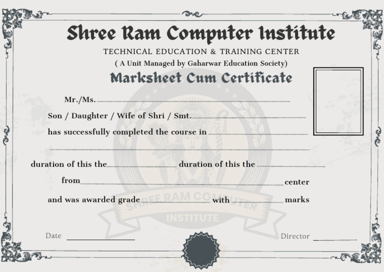 Shree Ram Institute Course Certificate | PDF